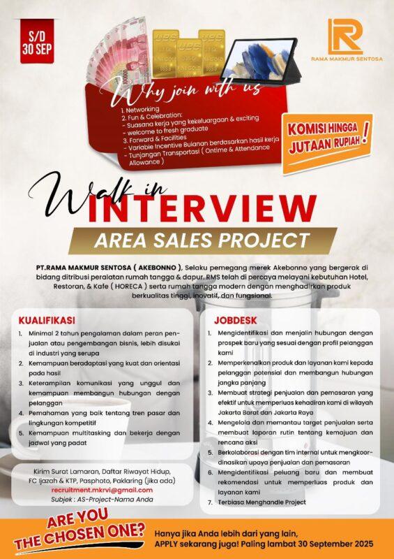 Lowongan Kerja Area Sales Project - Sales Manager (Area Barat) di PT ...