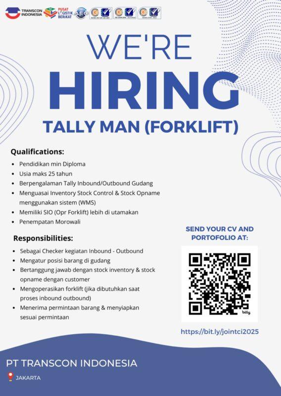 Lowongan Kerja Tally Man (Forklift) di PT. Transcon Indonesia ...