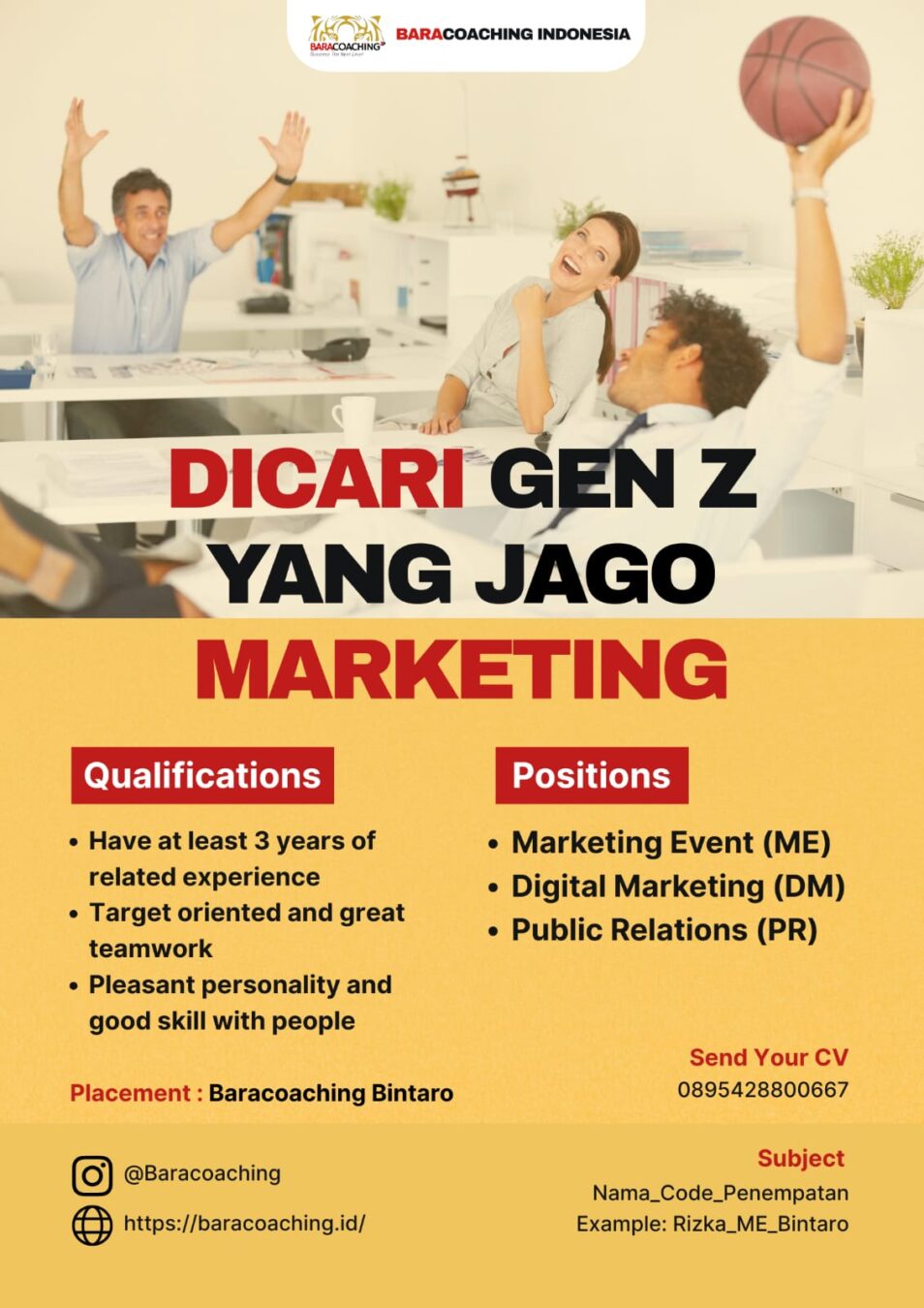 Lowongan Kerja Marketing Event (ME) - Digital Marketing (DM) - Public Relations (PR) di CV ...