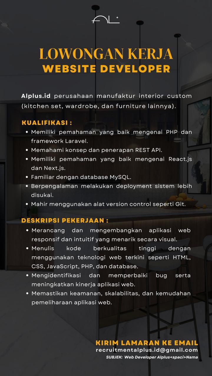 Lowongan Kerja Website Developer di CV. Ruang Alumina Indonesia - JakartaKerja