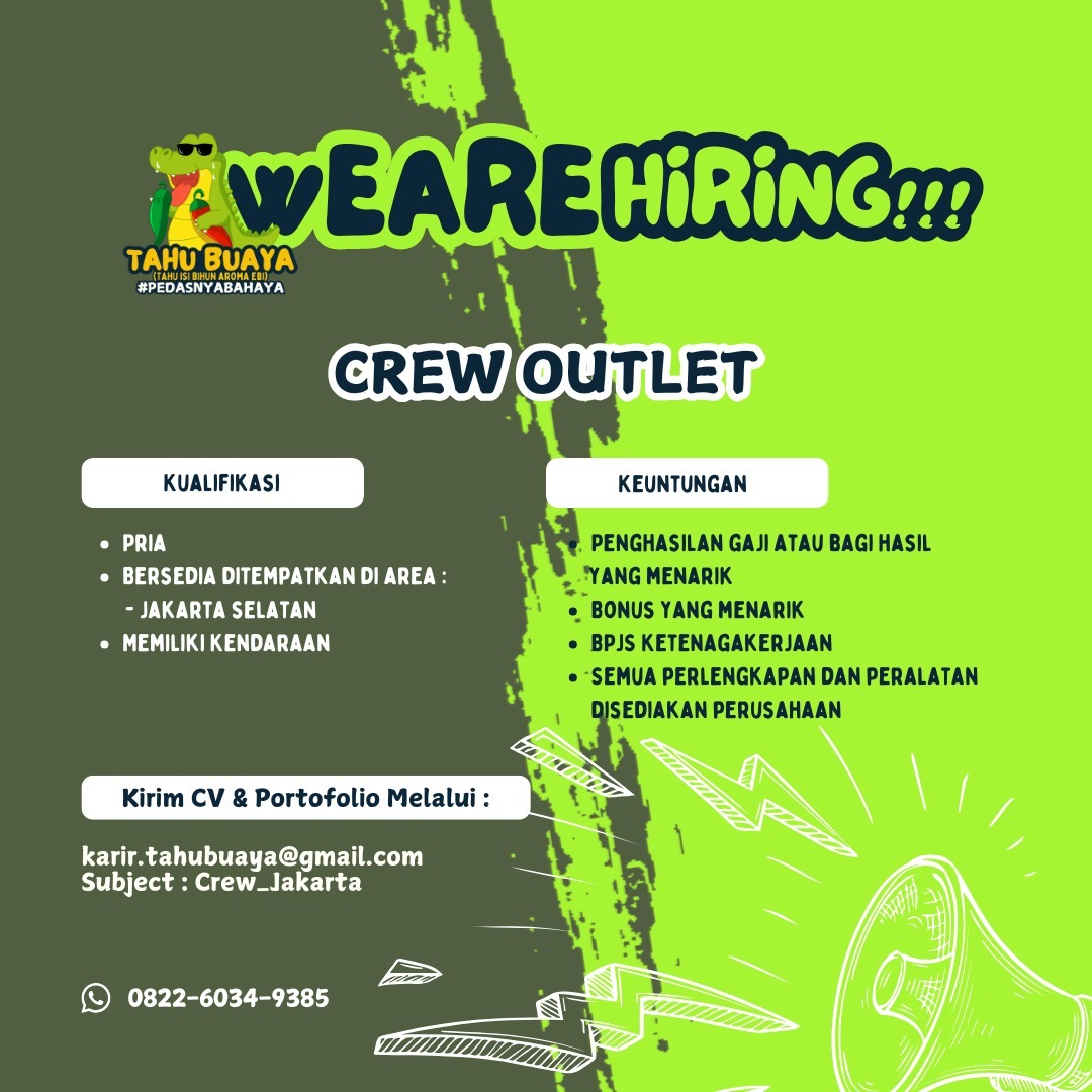 Lowongan Kerja Crew Outlet di PT. Cakra Mahadata Buana - JakartaKerja