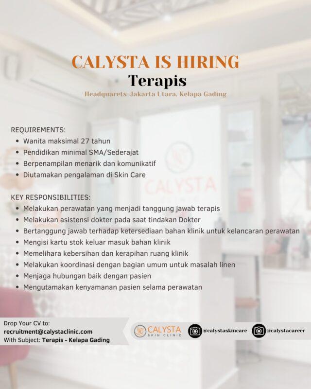 Lowongan Kerja Terapis di PT. Calysta Prima Estetik (Calysta Skin Care ...