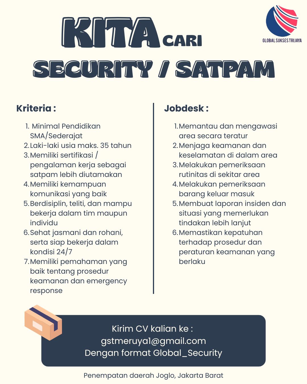 Lowongan Kerja Security / Satpam di PT. Global Sukses Box - JakartaKerja