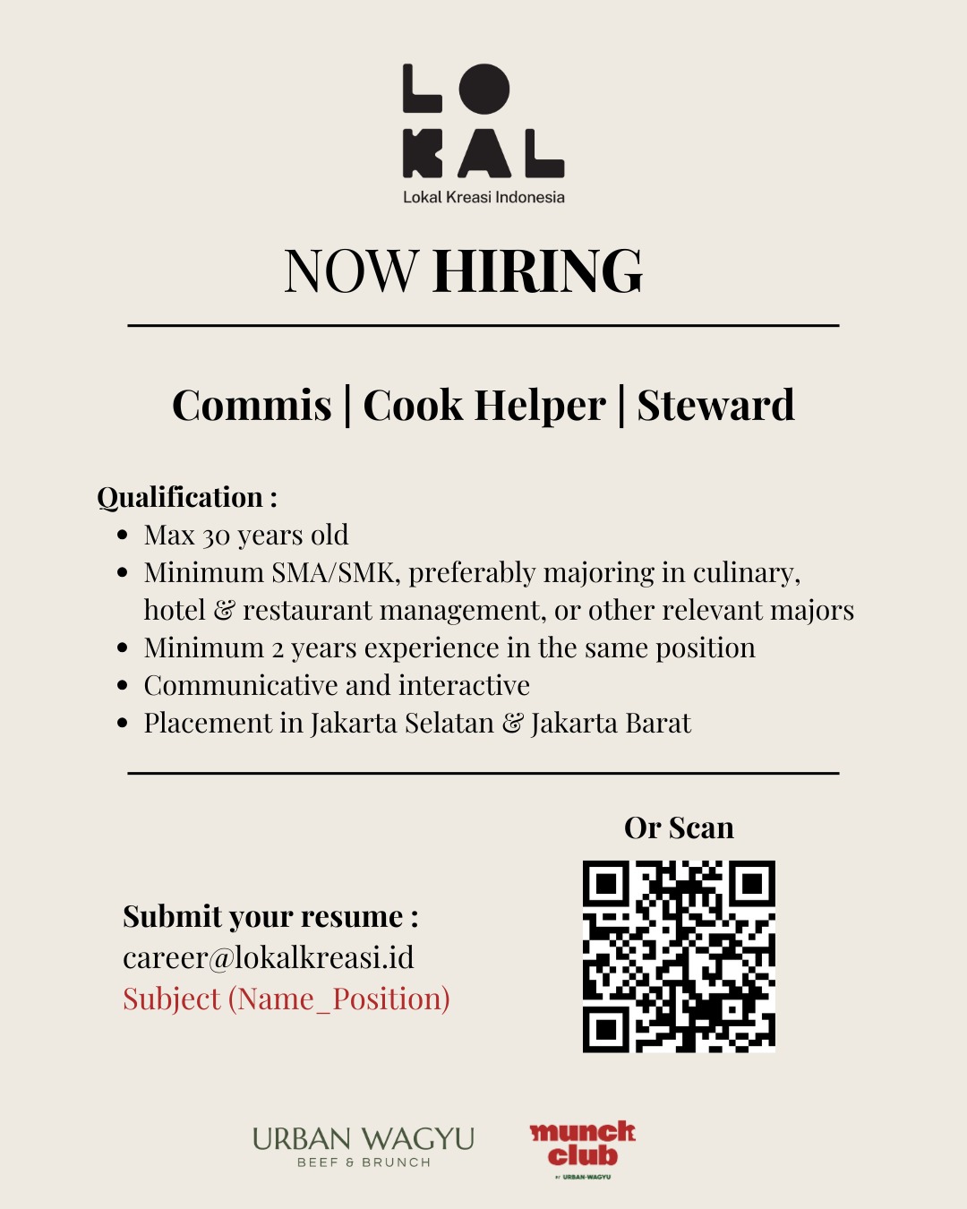 Lowongan Kerja Commis - Cook Helper - Steward - Barista - Cashier di PT ...
