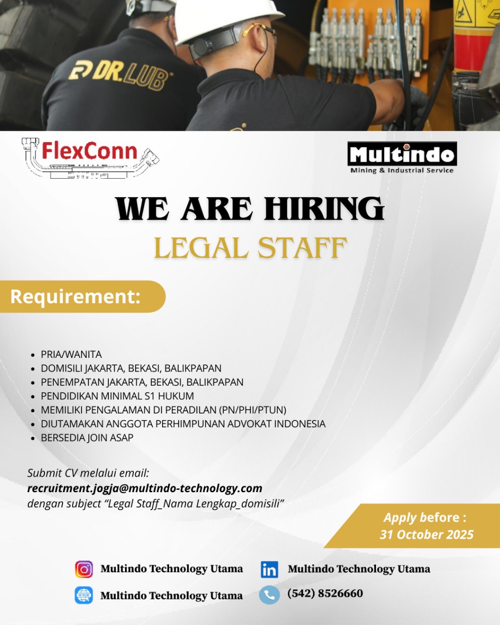 Lowongan Kerja Legal Staff - Instruktur - Hoseman - Electronic ...