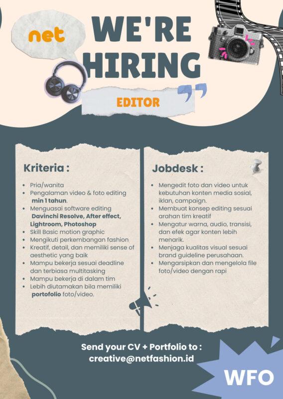 Lowongan Kerja Editor di PT. Net Persada Indonesia - JakartaKerja