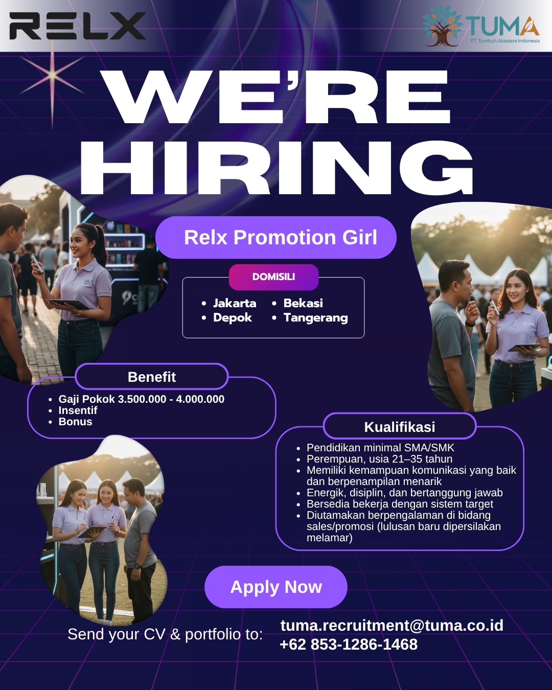Lowongan Kerja Relx Promotion Girl di PT. Tumbuh Akselera Indonesia ...