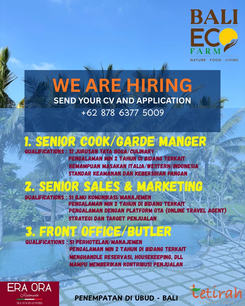 Lowongan Kerja Senior Cook/ Garde Manger - Senior Sales & Marketing ...