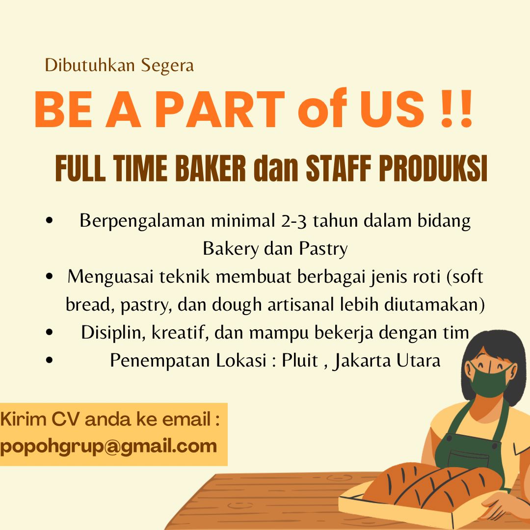 Lowongan Kerja Baker - Staff Produksi di Cemilan Popoh - JakartaKerja