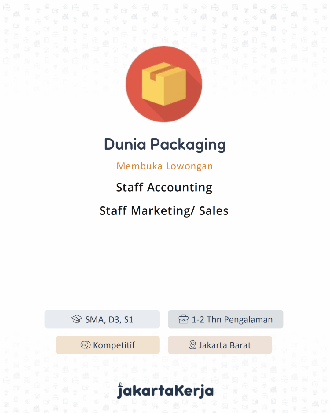 Lowongan Kerja Staff Accounting - Staff Marketing/ Sales di Dunia ...