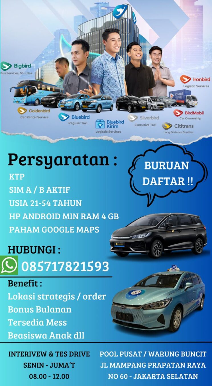 Lowongan Kerja Driver di Bluebird Group Pusat Mampang Jakarta Selatan ...