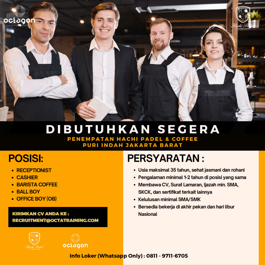 Lowongan Kerja Receptionist - Cashier - Barista Coffee - Ball Boy ...