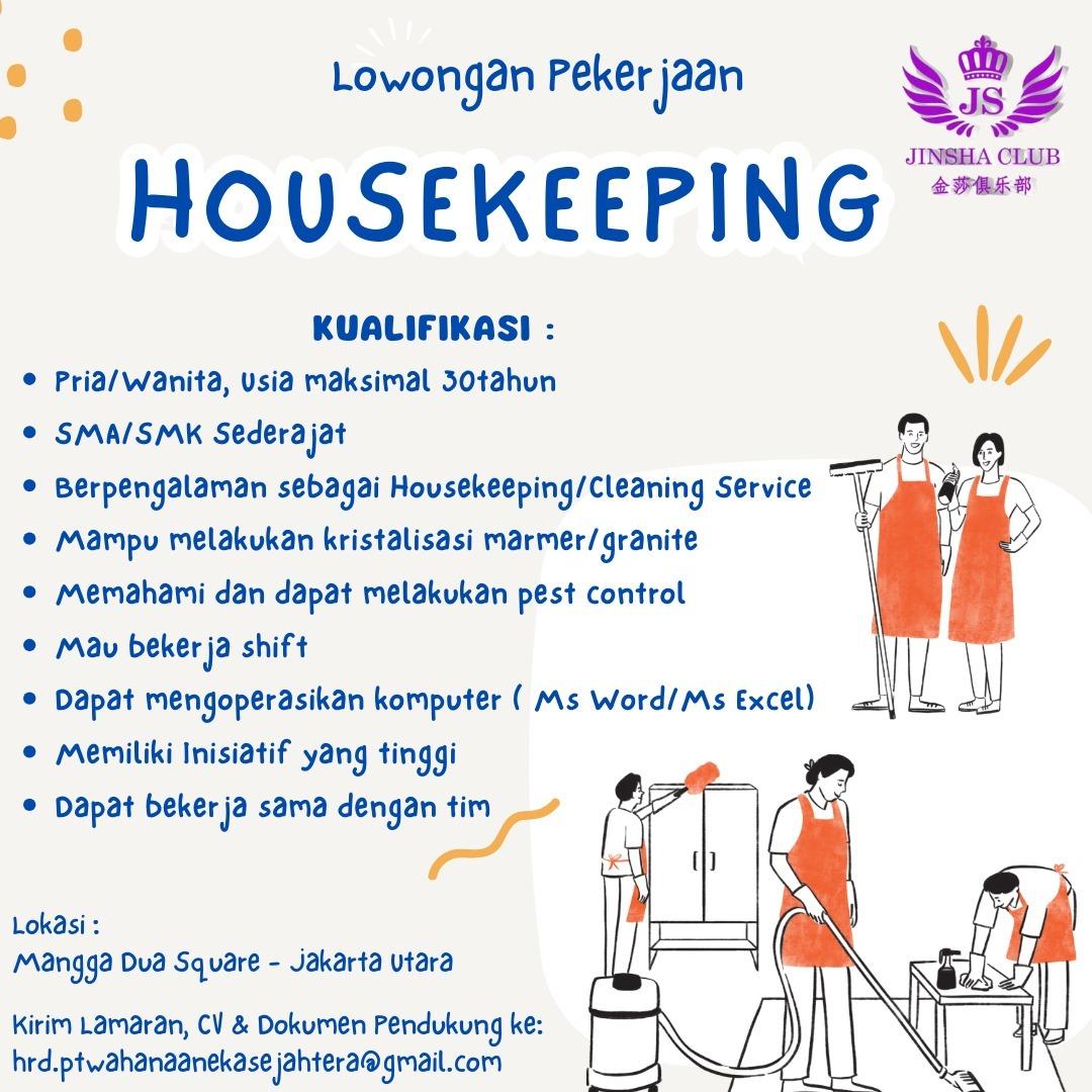 Lowongan Kerja Waiter - BarBack - Maintenance Staff di Jinsha Club ...