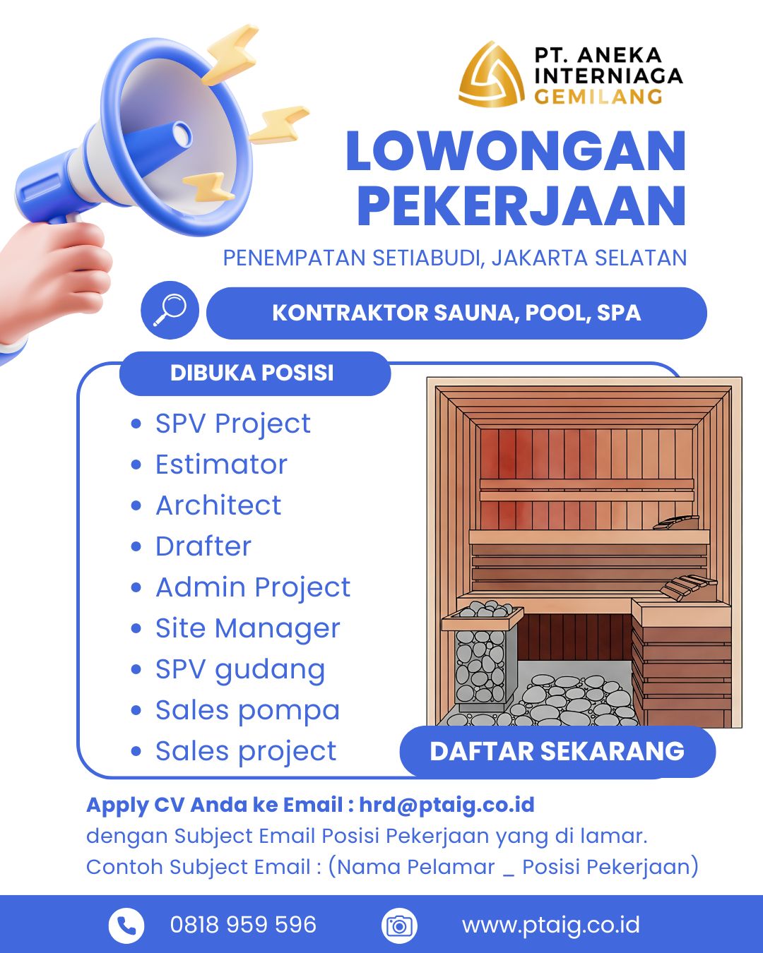 Lowongan Kerja SPV Project - Estimator - Architect - Drafter - Admin ...