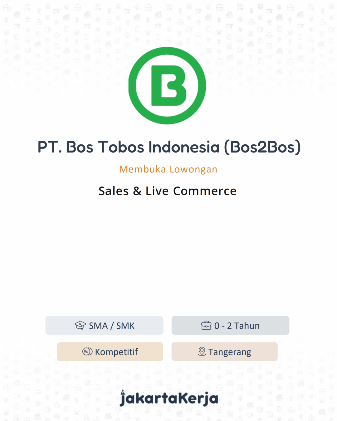 Lowongan Kerja Sales & Live Commerce di PT. Bos Tobos Indonesia ...