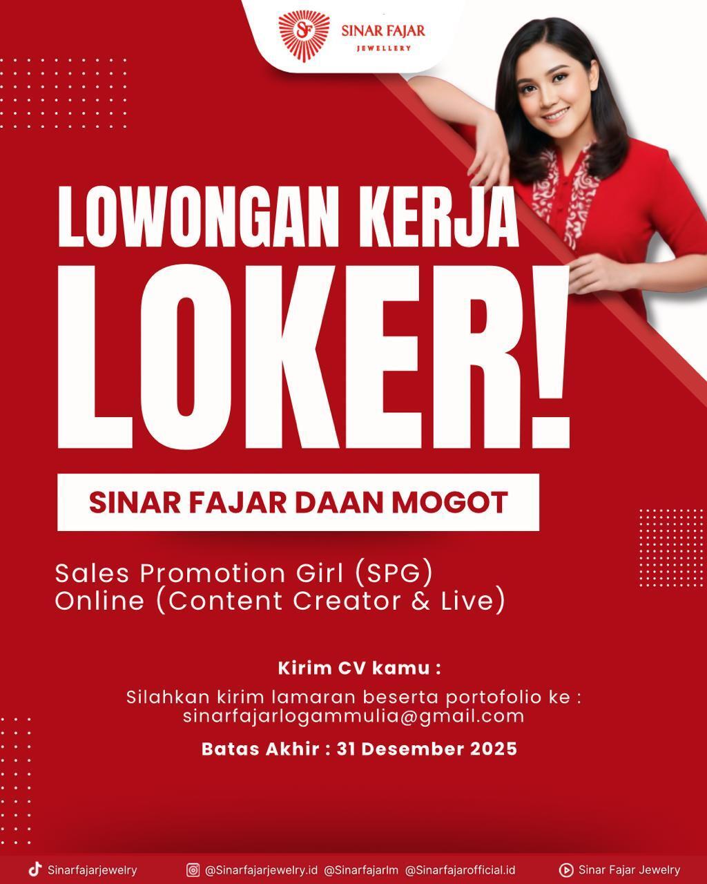 Lowongan Kerja Sales Promotion Girl (SPG) - Content Creator & Live di ...