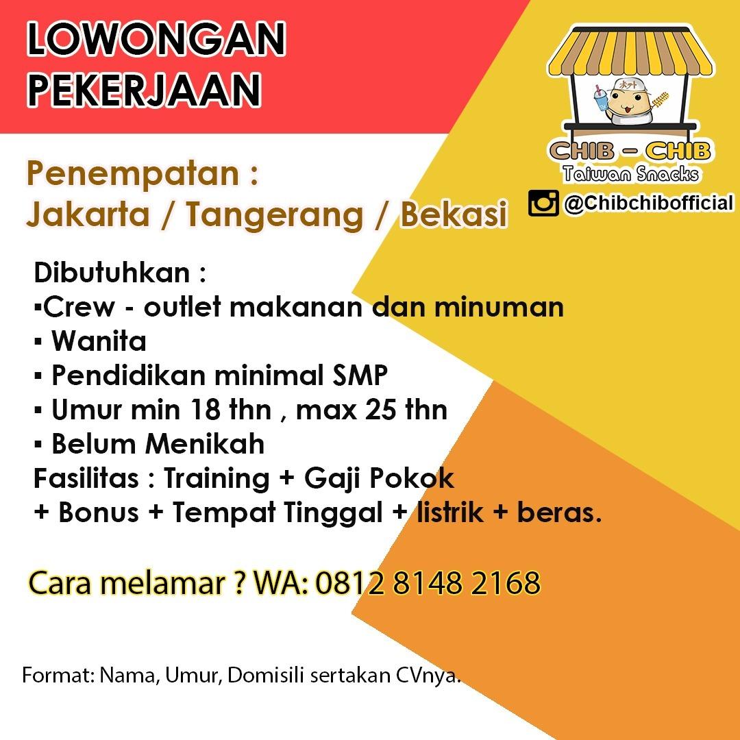 Lowongan Kerja Crew Outlet Makanan dan Minuman di Chib Chib Taiwan ...