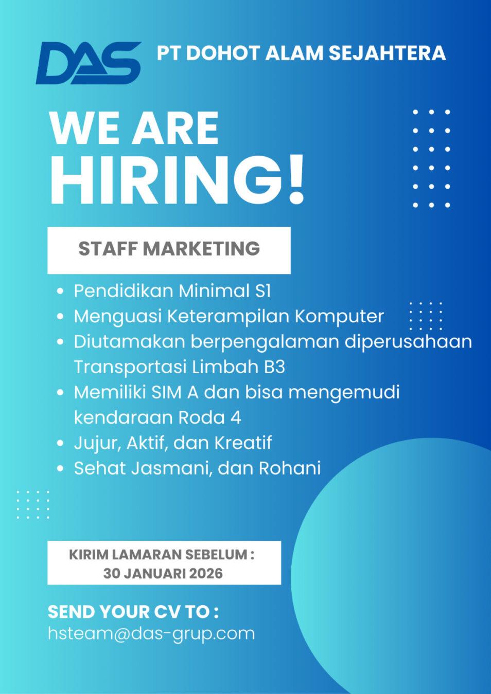 Lowongan Kerja Staff Marketing - Private Driver - Staff HSE - Admin ...