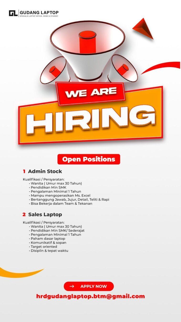 Lowongan Kerja Admin Stock - Sales Laptop di Gudang Laptop BTM ...