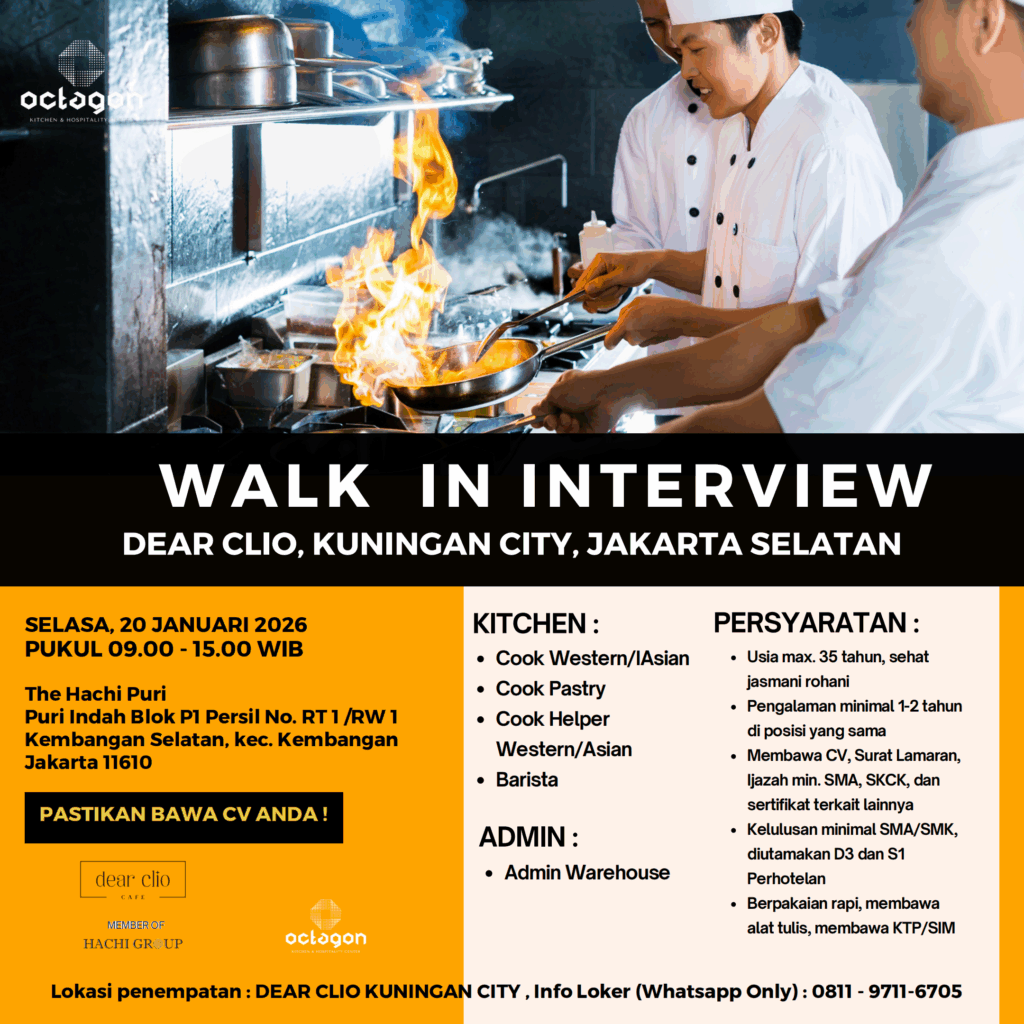 Lowongan Kerja Cook Western/Asian - Cook Pastry - Cook Helper - Western ...