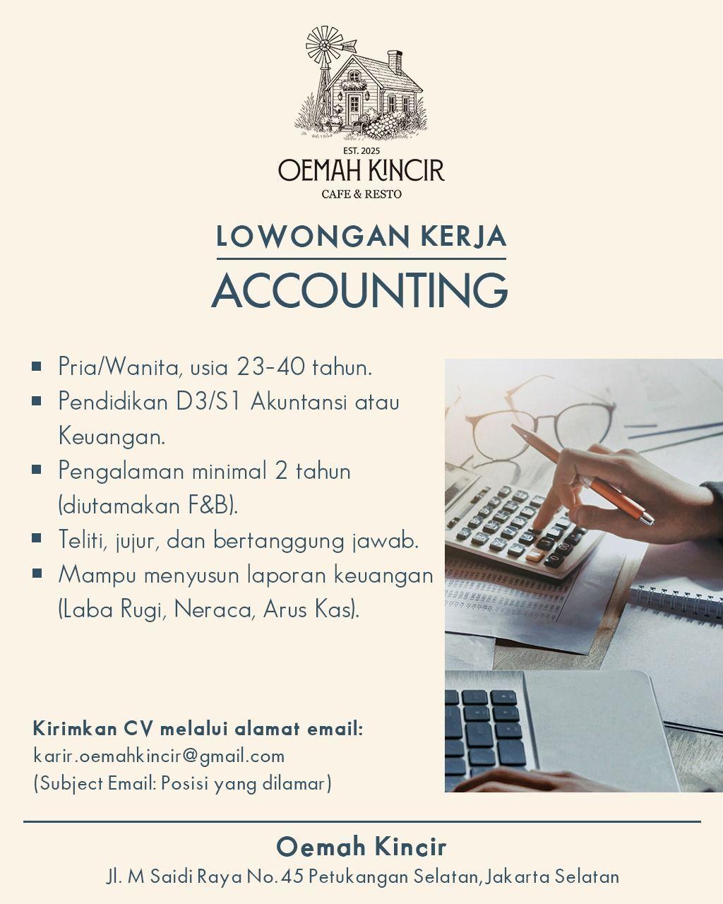 Lowongan Kerja Accounting - Barista - Server - Cashier di Oemah Kincir ...