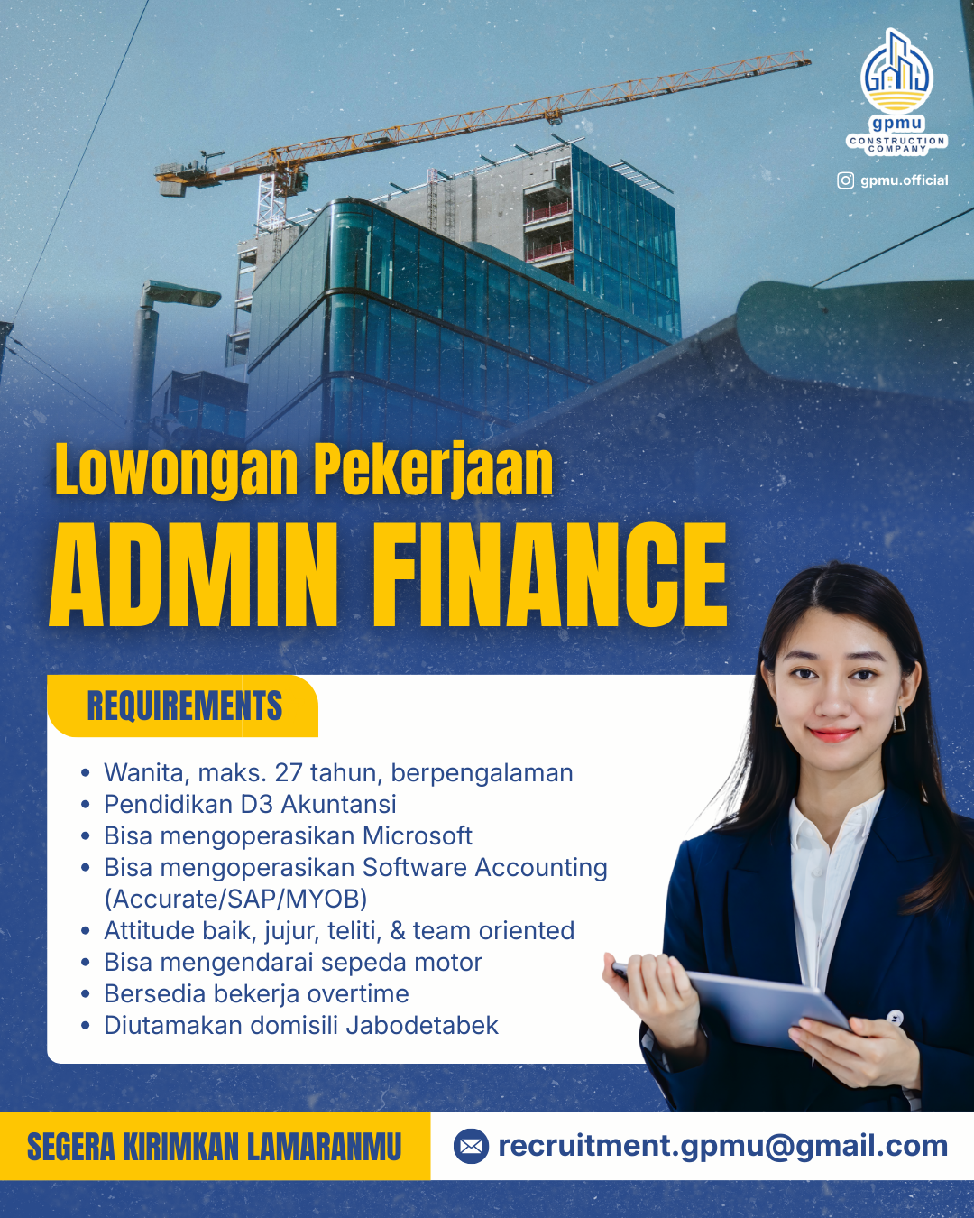 Lowongan Kerja Admin Finance di PT. Globalindo Perkasa Mulia Utama ...