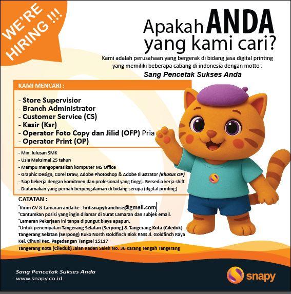 Lowongan Kerja Store Supervisior - Branch Adm - CSKSR - OPR Fotocopy ...