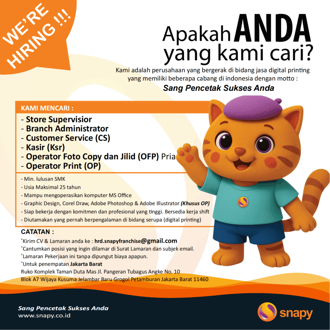 Lowongan Kerja Store Supervisor - Branch Adm - Branch Adm - OPR ...
