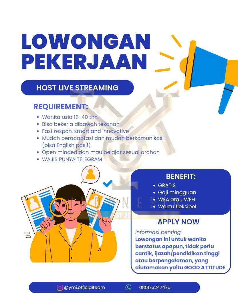 Lowongan Kerja Host Live Streaming di Yours Management Indonesia ...