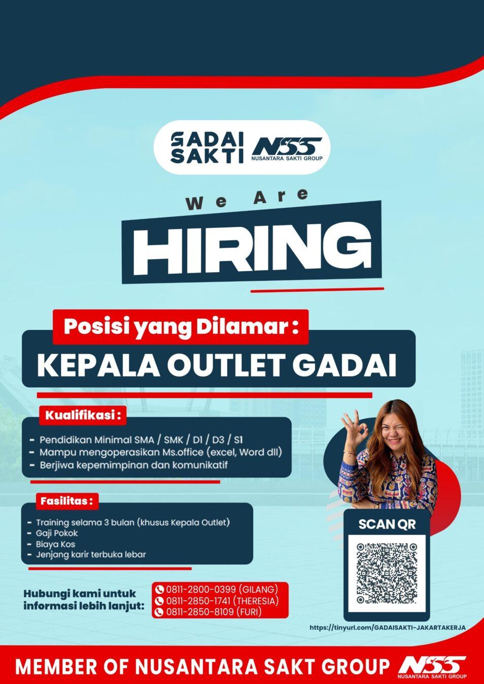 Lowongan Kerja Kepala Outlet Gadai di Gadai Sakti (Nusantara Sakti Grup ...