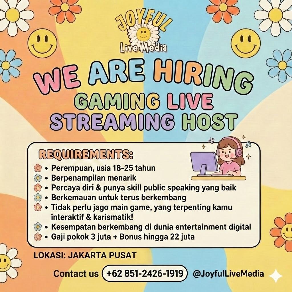 Lowongan Kerja Gaming Live Streaming Host di Joyful Live Media ...