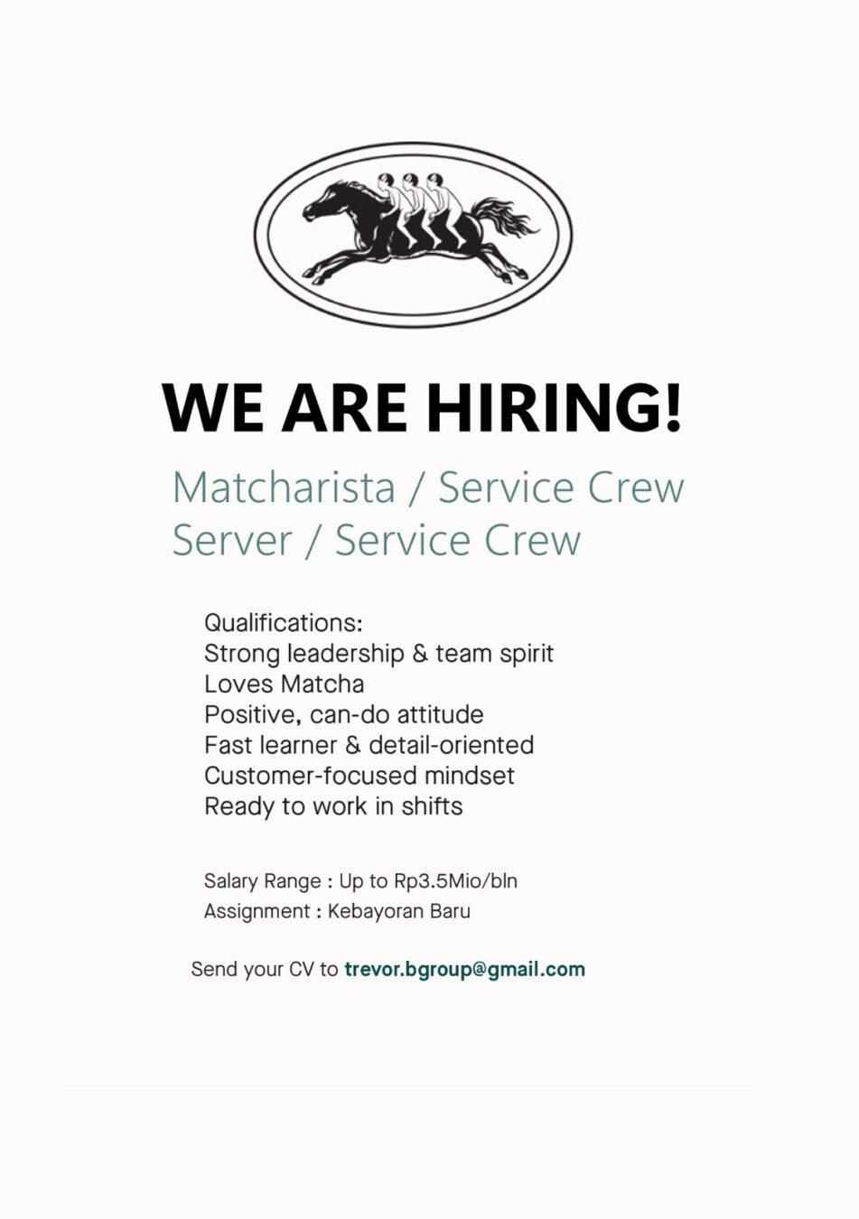Lowongan Kerja Matcharista / Service Crew - Server / Service Crew di ...