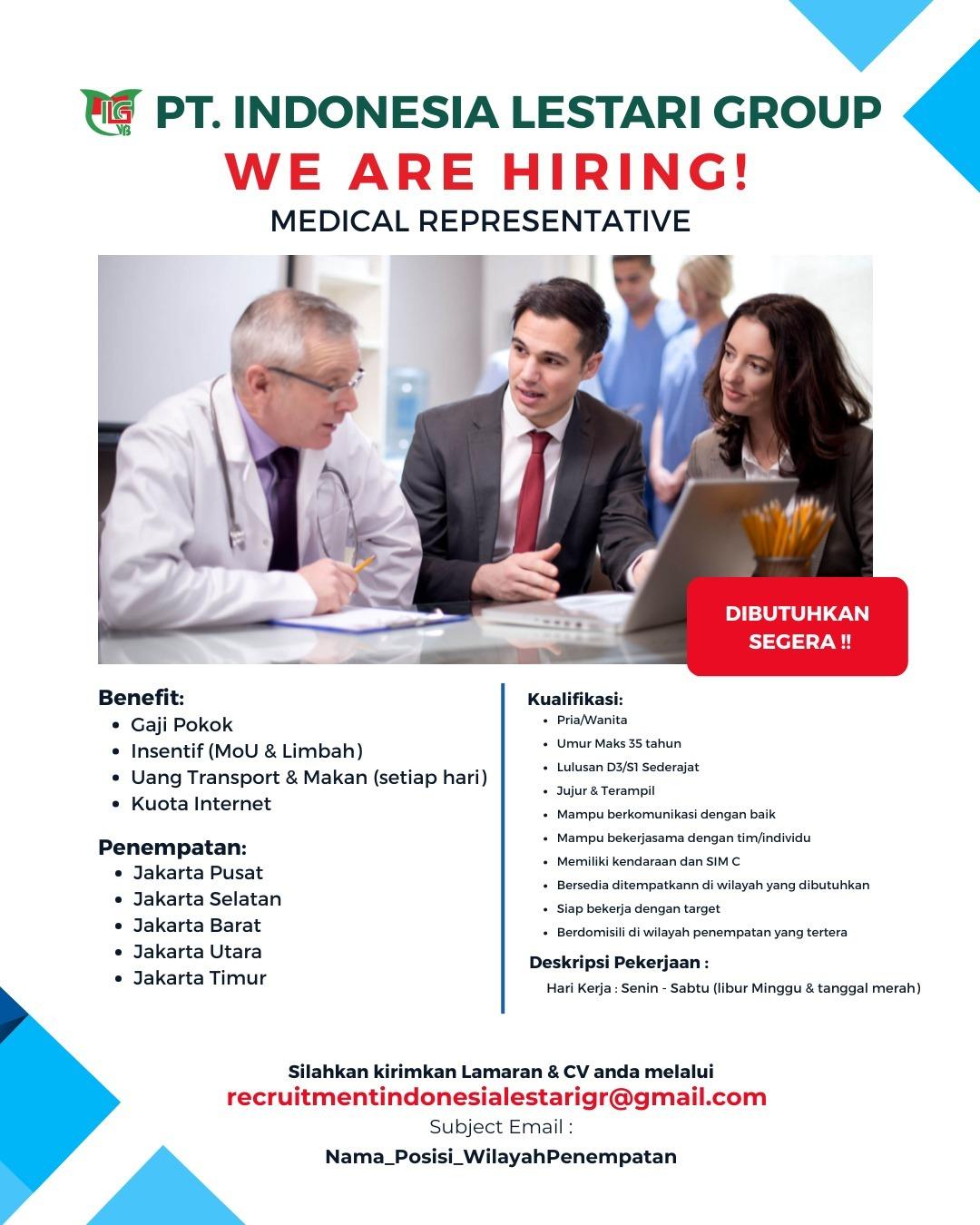 Lowongan Kerja Medical Representative di PT. Indonesia Lestari Group ...
