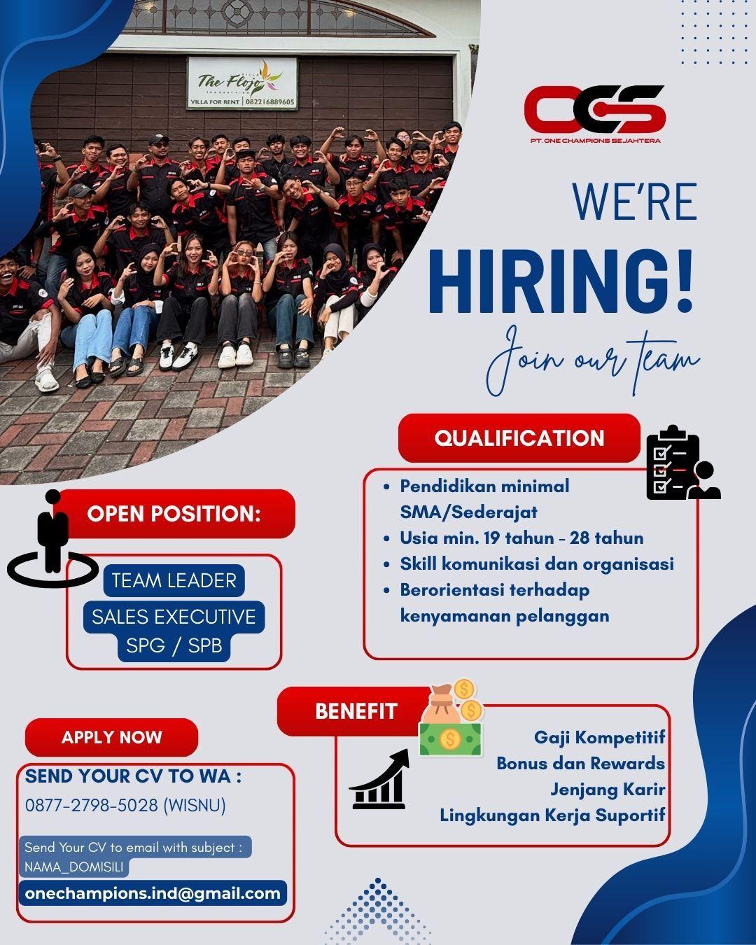 Lowongan Kerja Team Leader - Sales Executive - SPG/SPB di PT. One ...