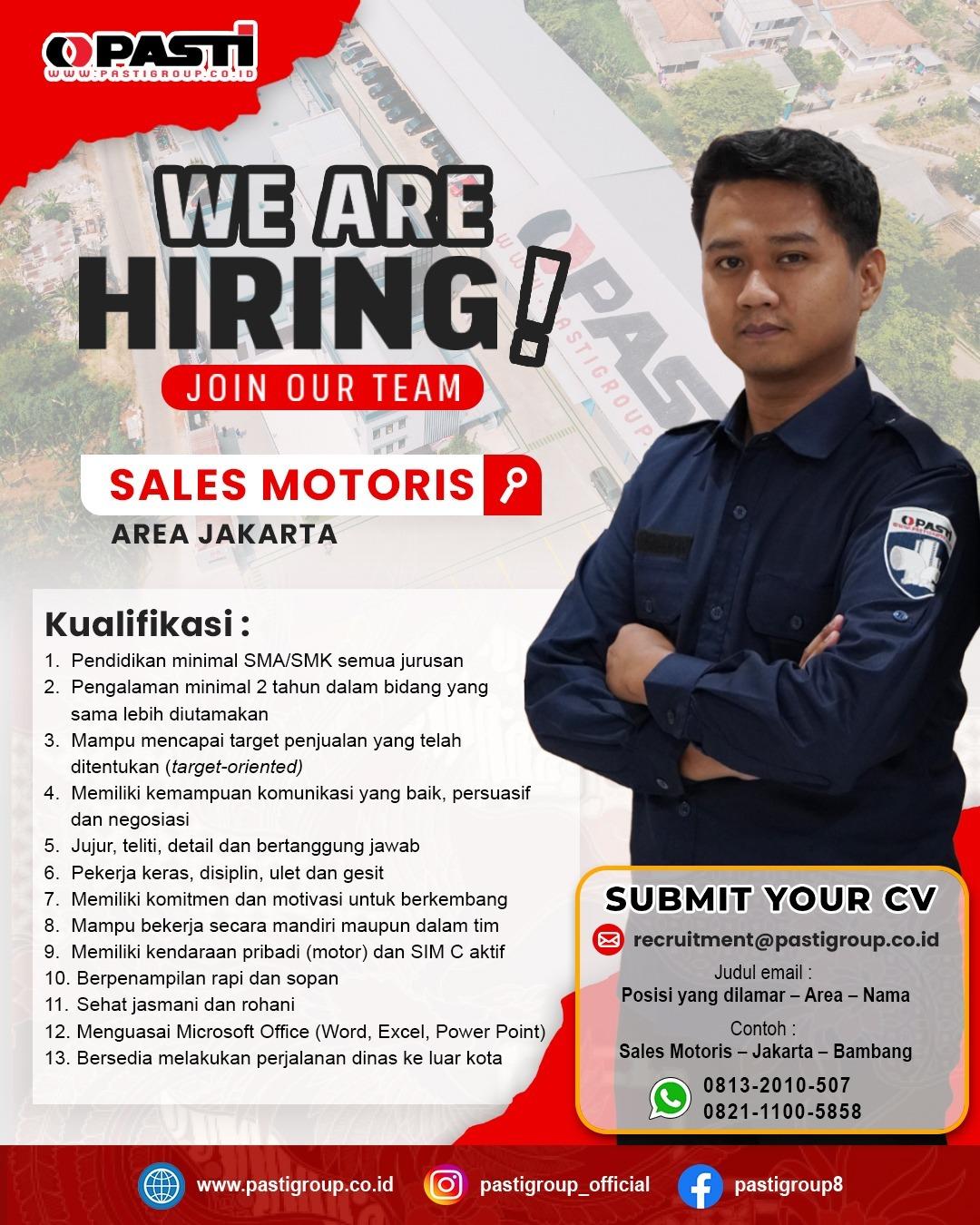 Lowongan Kerja Sales Motoris di Pasti Group - JakartaKerja