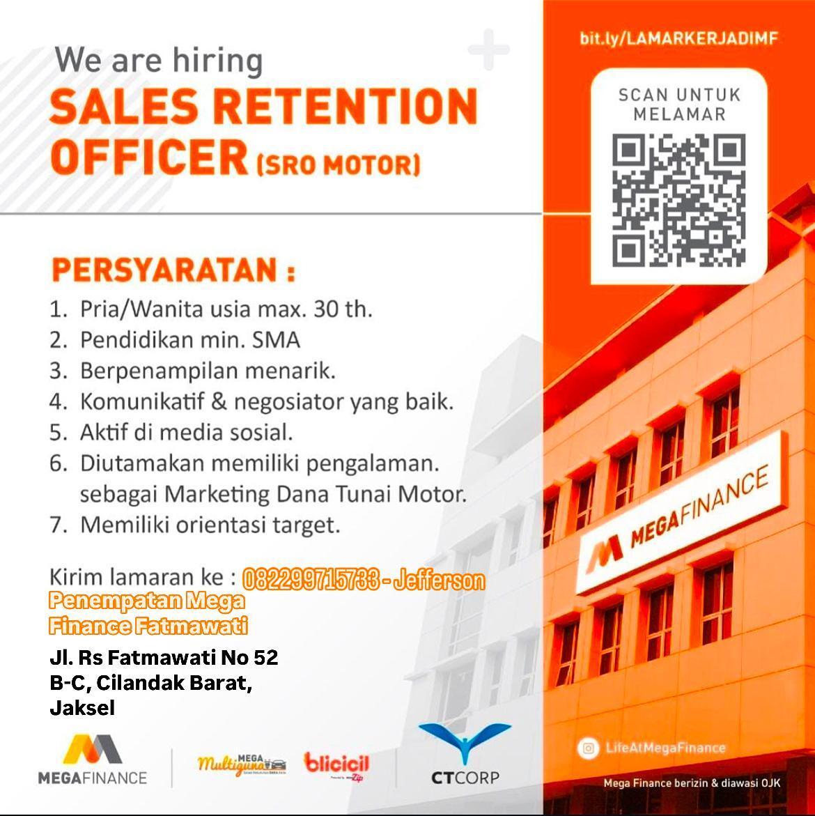 Lowongan Kerja Sales Retention Officer (SRO Motor) di PT. Mega Finance ...