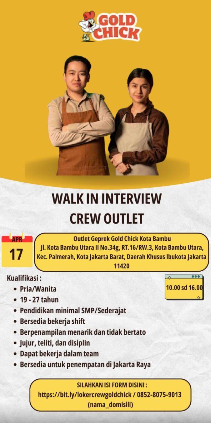 Lowongan Kerja Crew Outlet di Geprek Gold Chick - JakartaKerja