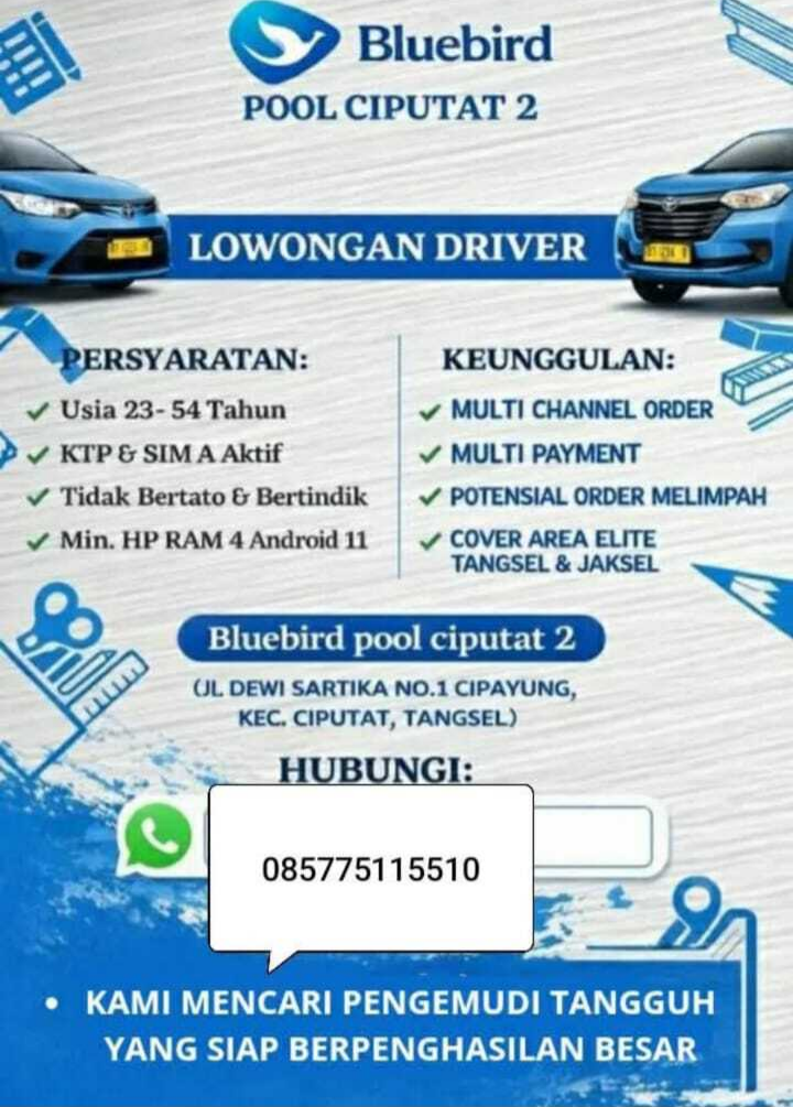 Lowongan Kerja Driver di PT. Blue Bird Group Pool Ciputat 2 - JakartaKerja