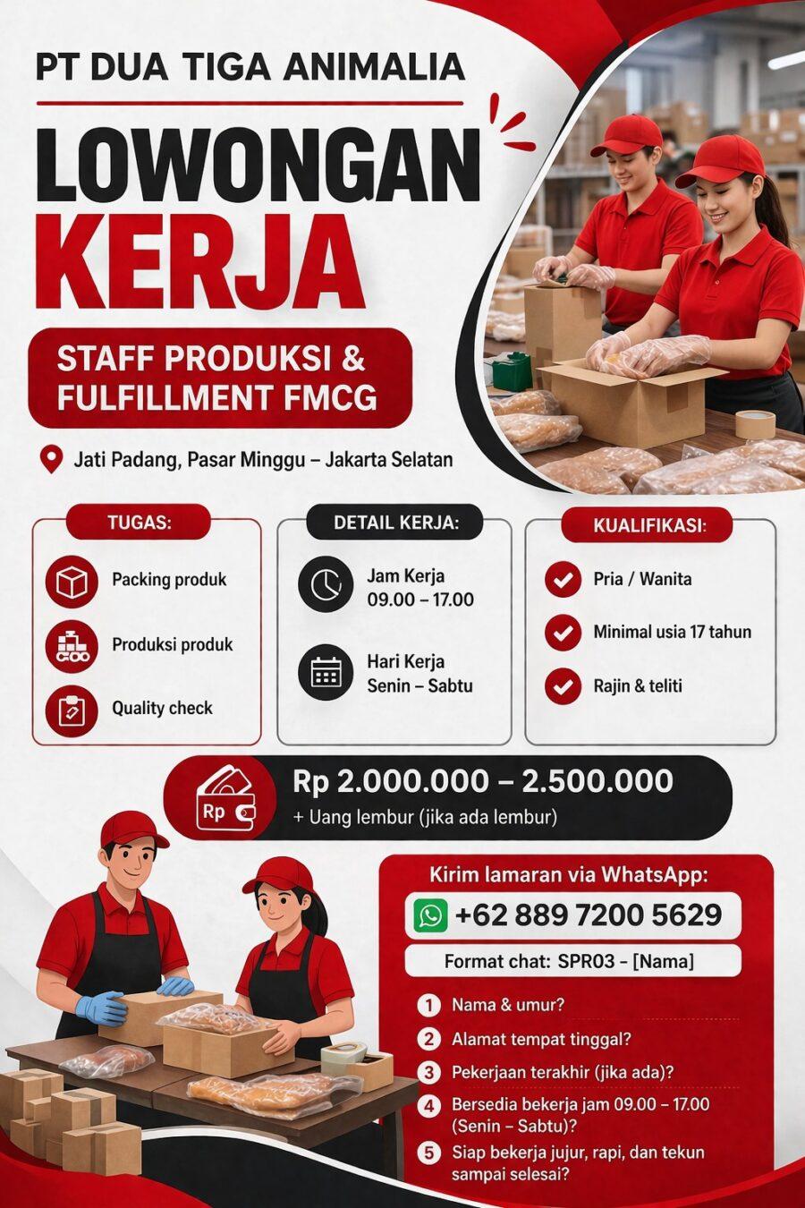 Lowongan Kerja Staff di PT. Dua Tiga Animalia - JakartaKerja