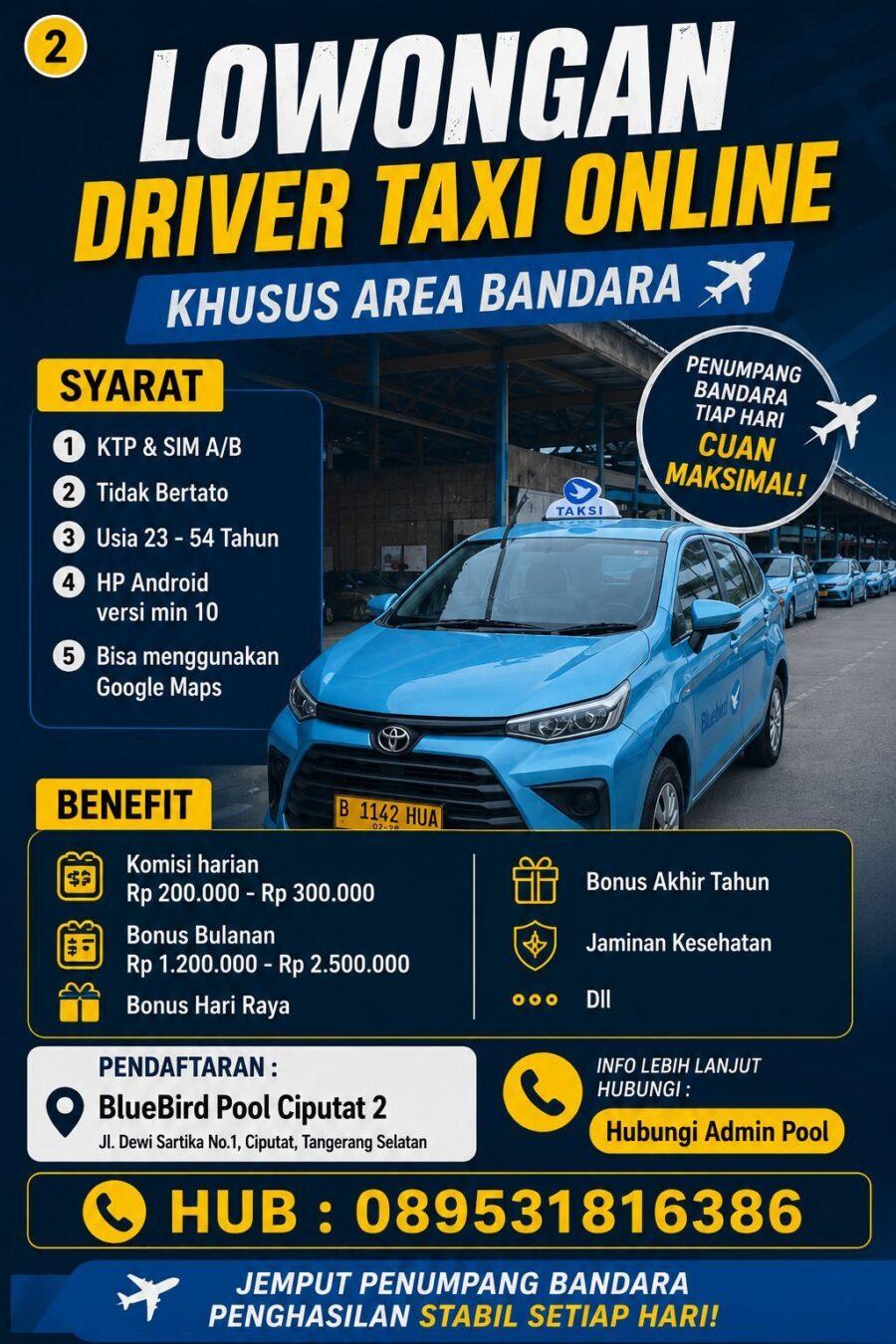 Lowongan Kerja Driver Taxi Online di PT. Bluebird Tbk - JakartaKerja