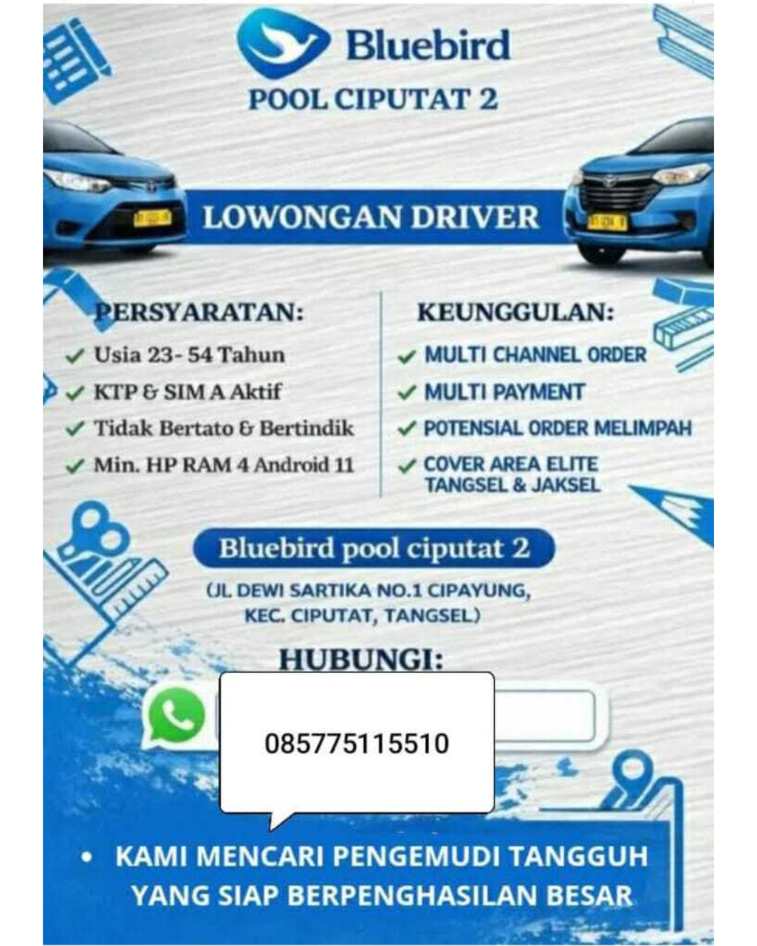 Lowongan Kerja Driver di PT. Blue Bird Group Pool Ciputat 2 - JakartaKerja